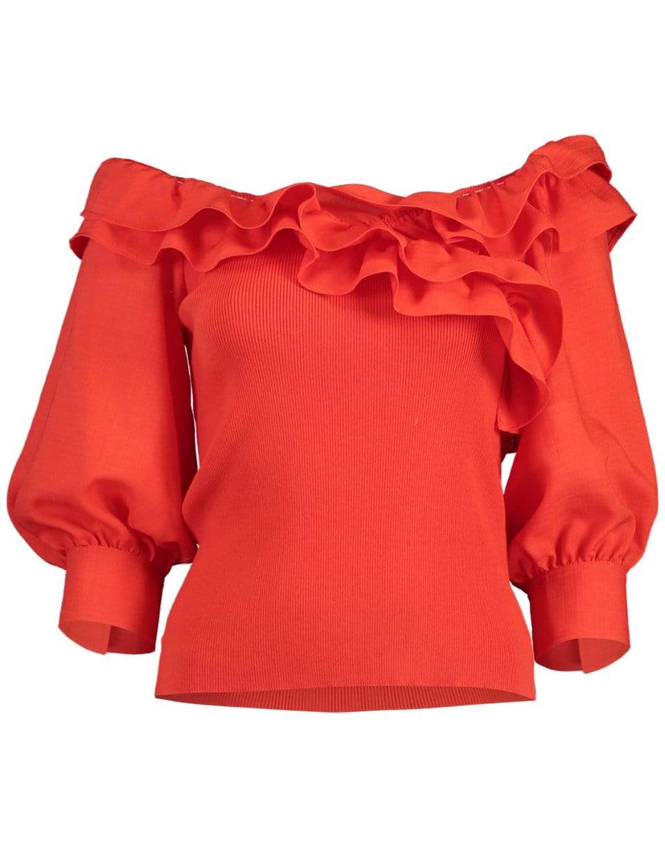 Fiery Red Daisy Knit Top | ADEAM – Marissa Collections
