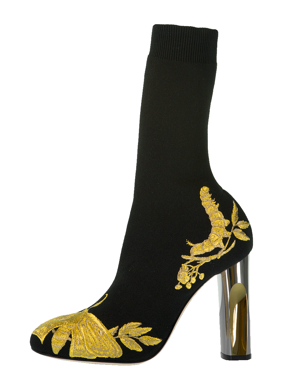 Gold Embroidery Stretch Bootie | ALEXANDER MCQUEEN – Marissa Collections