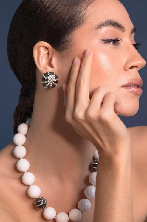 Reverse Set Dome Button Earrings | ARUNASHI – Marissa Collections