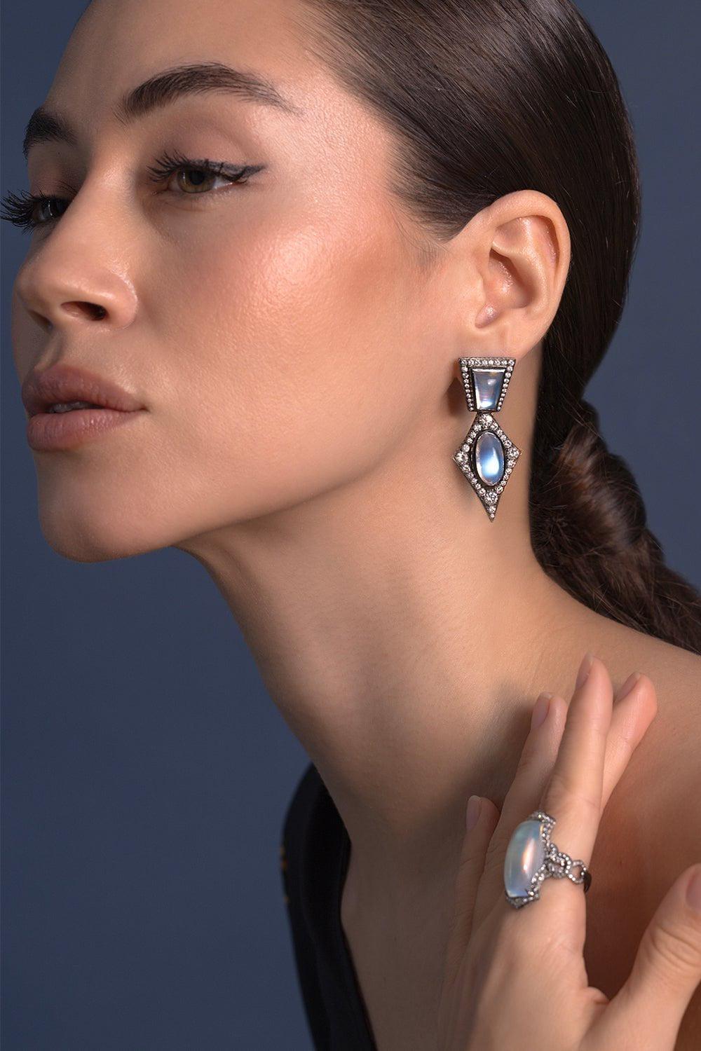 Blue Moonstone Diamond Ring | ARUNASHI – Marissa Collections