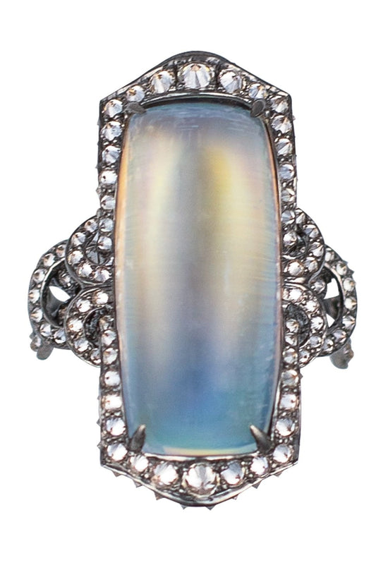 Blue Moonstone Diamond Ring | ARUNASHI – Marissa Collections