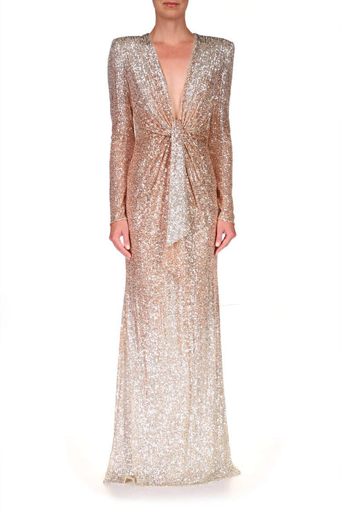 Deep V Sequin Gown | BADGLEY MISCHKA – Marissa Collections
