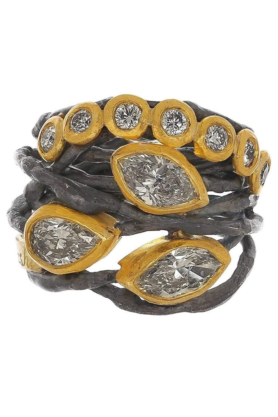 Ten Diamond Silver Ring | BOAZ KASHI – Marissa Collections