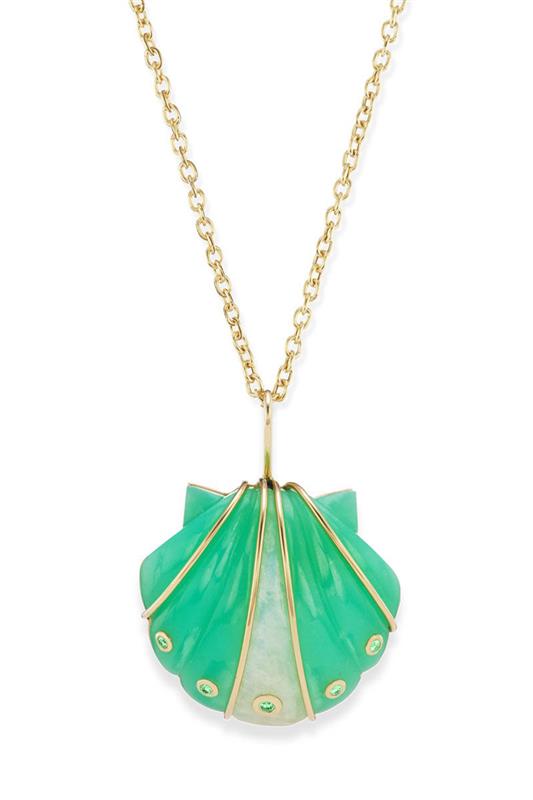 Small Chrysoprase Moonstone Shell Pendant Necklace | BRENT NEALE ...