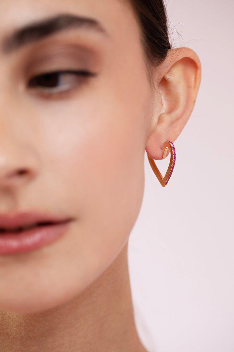 Medium Ruby Heart Hoops | CADAR – Marissa Collections