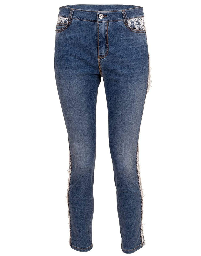 Lace Tux Stripe Mid-Rise Jean | ERMANNO SCERVINO – Marissa Collections