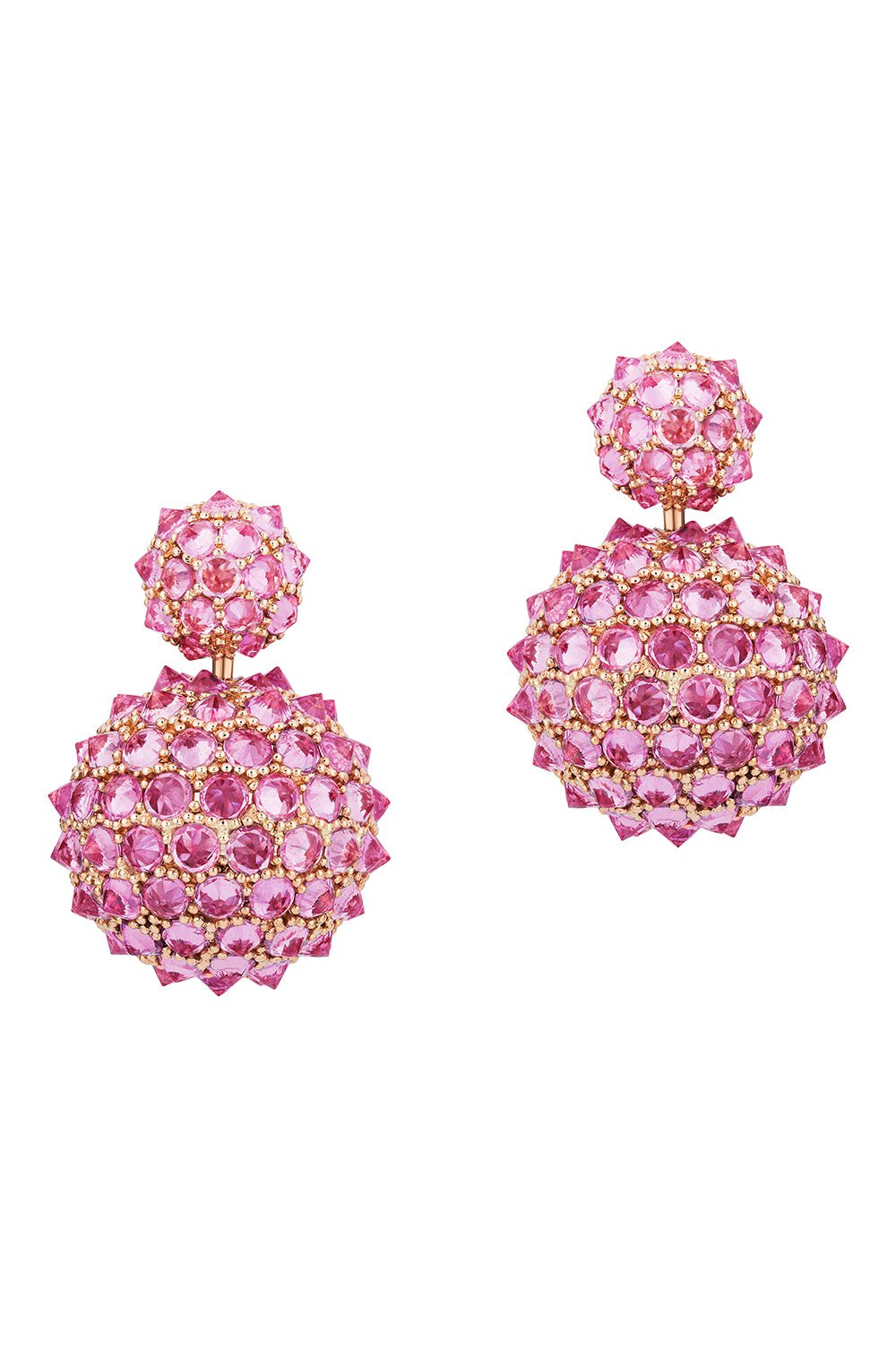 Pink Sapphire Double Ball Drop Earrings | GOSHWARA – Marissa Collections