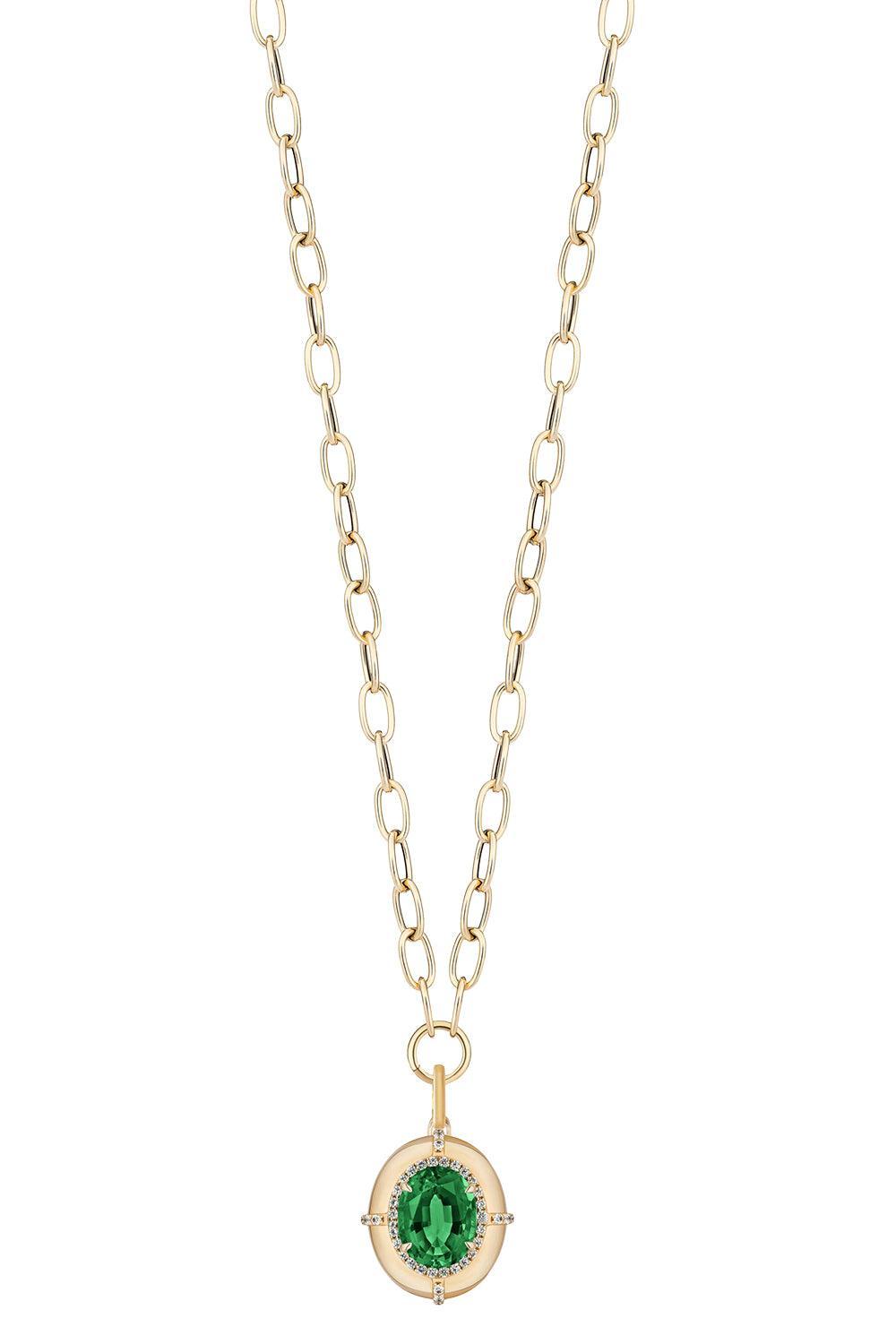 Emerald Oval Medallion Pendant Necklace | GOSHWARA – Marissa Collections