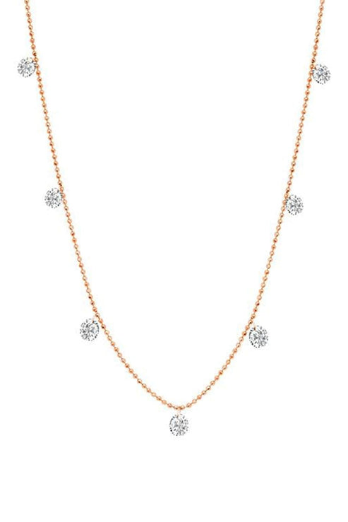 Rose Gold Small Floating Diamond Necklace | GRAZIELA – Marissa Collections