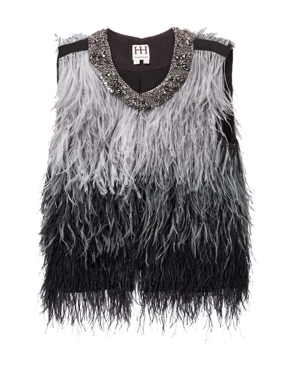 Ostrich Ombre Feather Vest | HAUTE HIPPIE – Marissa Collections