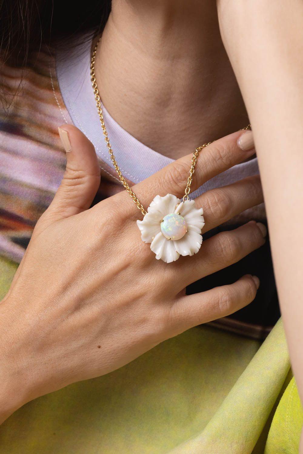 Carved Opal Tropical Flower Necklace | IRENE NEUWIRTH JEWELRY – Marissa ...