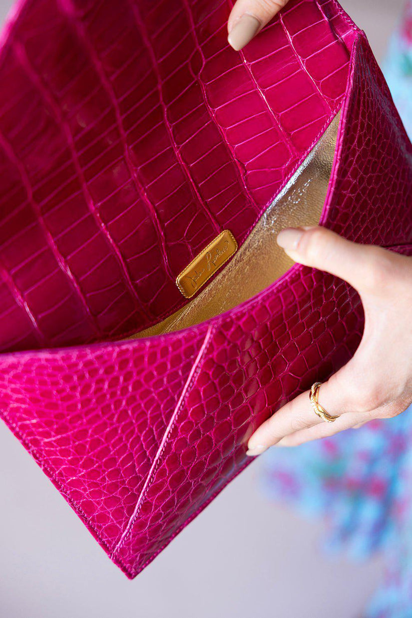 Bright Pink Alligator Envelope Clutch | JADA LOVELESS – Marissa Collections