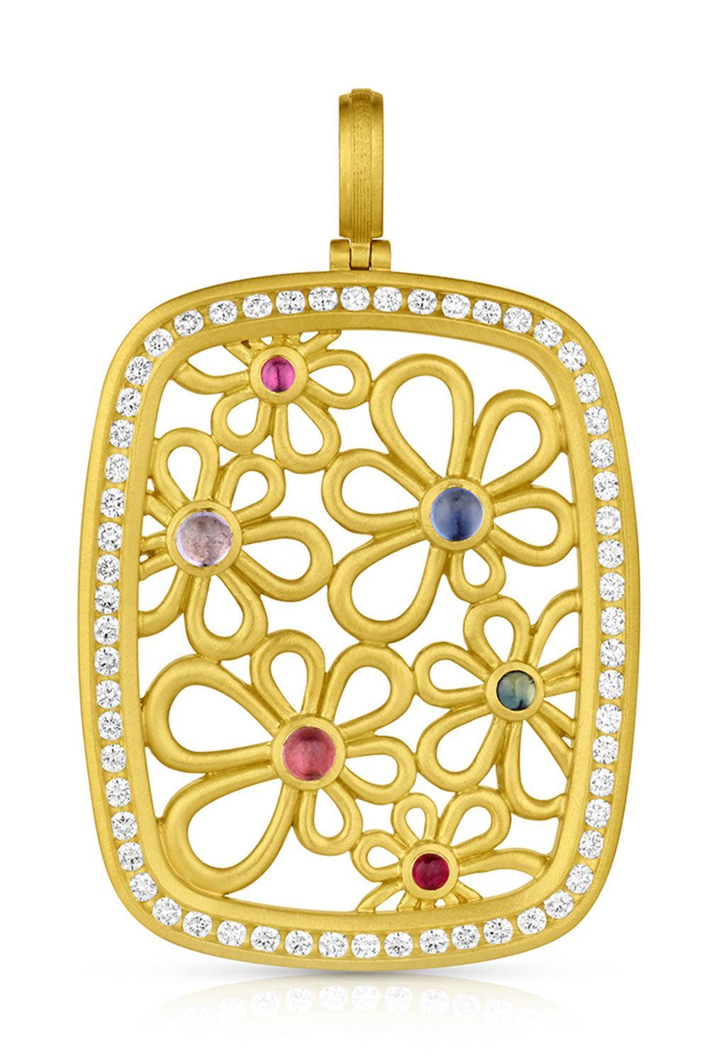 Multi Sapphire Diamond Flora Frame Pendant | LEIGH MAXWELL – Marissa ...