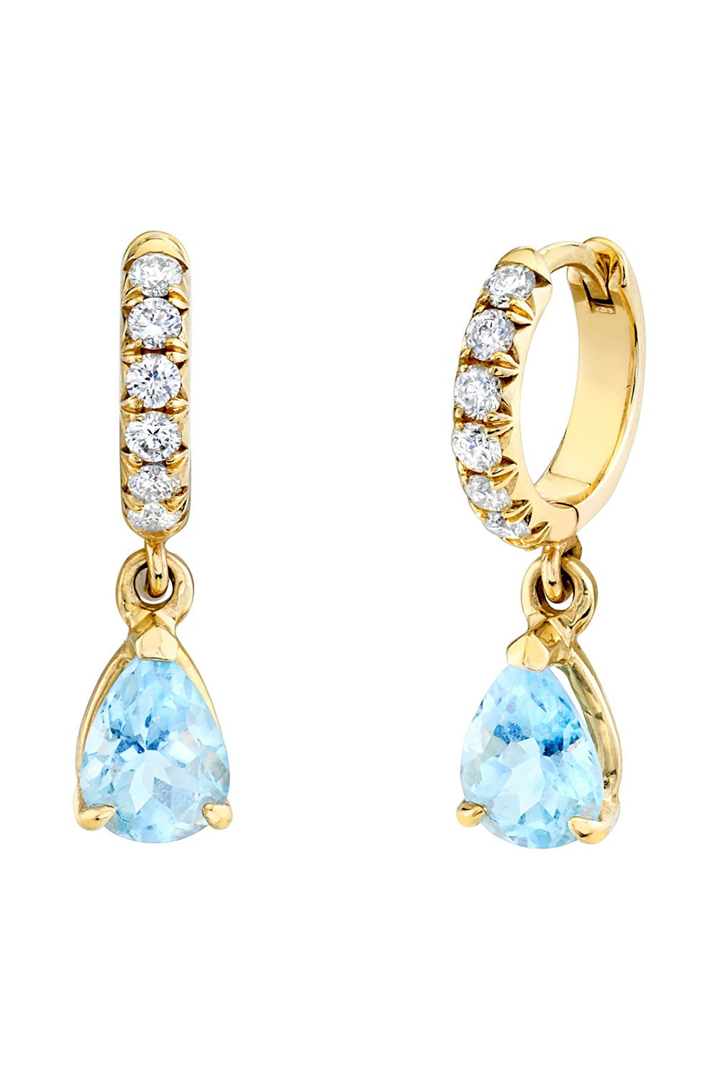 Aquamarine Water Drop French Pavé Goddess Hoop Earrings | LOGAN ...