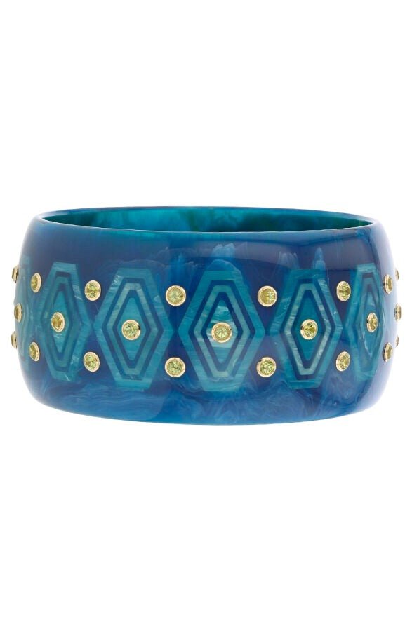 Large Peridot Blue Bakelite Bangle Bracelet | MARK DAVIS – Marissa ...