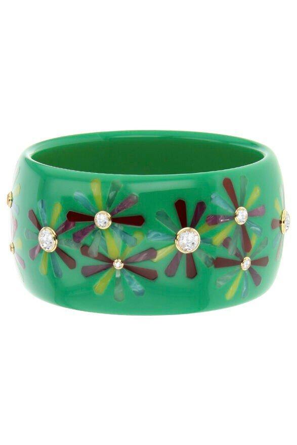 White Topaz Green Floral Bakelite Bangle | MARK DAVIS – Marissa Collections