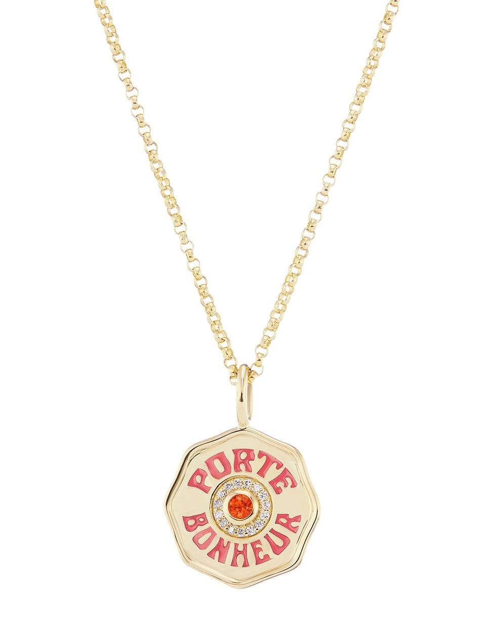 Mini Porte Bonheur Orange Sapphire and Diamonds Necklace | MARLO LAZ ...