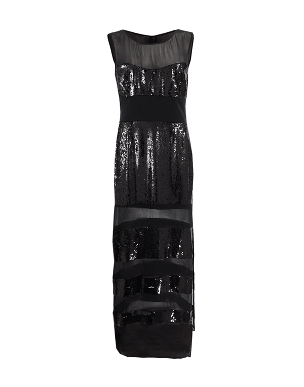Sheer Panel Long Dress | NICOLE MILLER – Marissa Collections