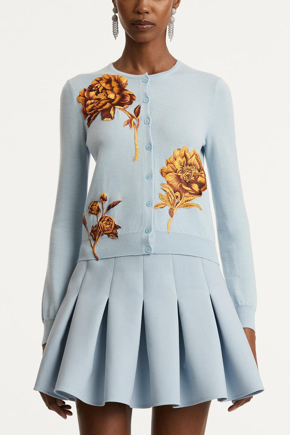 Tonal Peony Embroidered Cardigan | OSCAR DE LA RENTA – Marissa Collections
