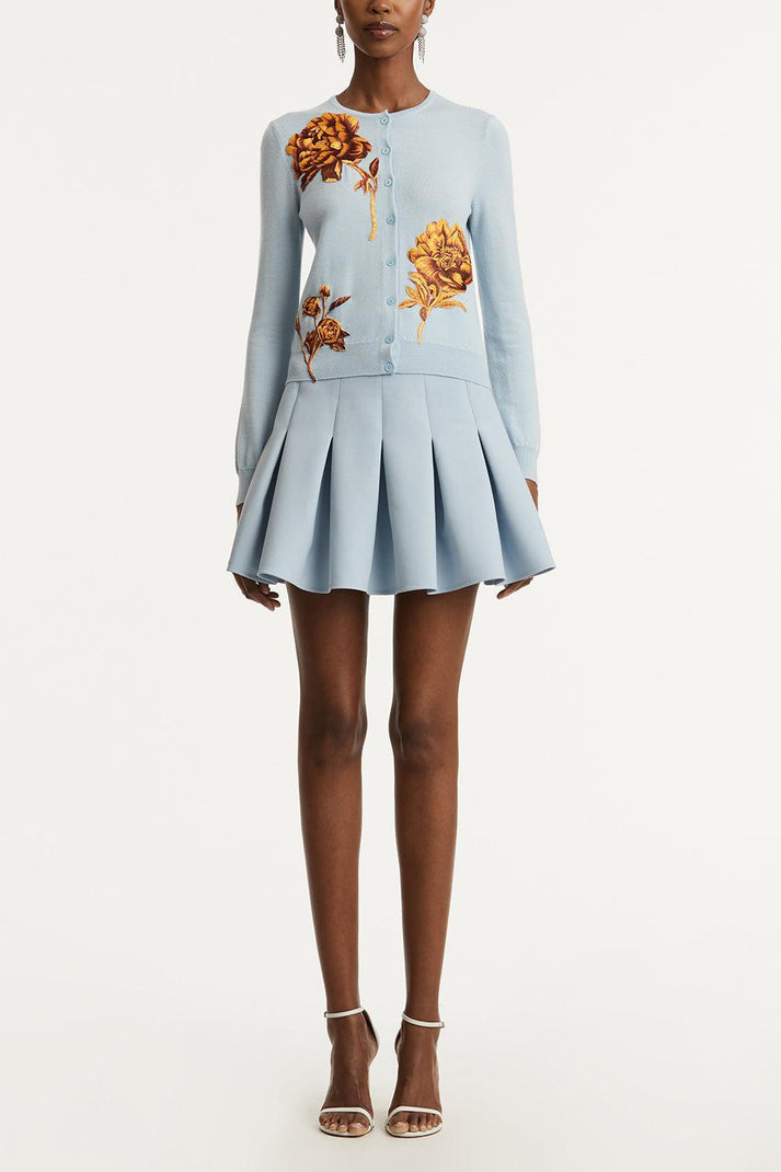 Tonal Peony Embroidered Cardigan | OSCAR DE LA RENTA – Marissa Collections