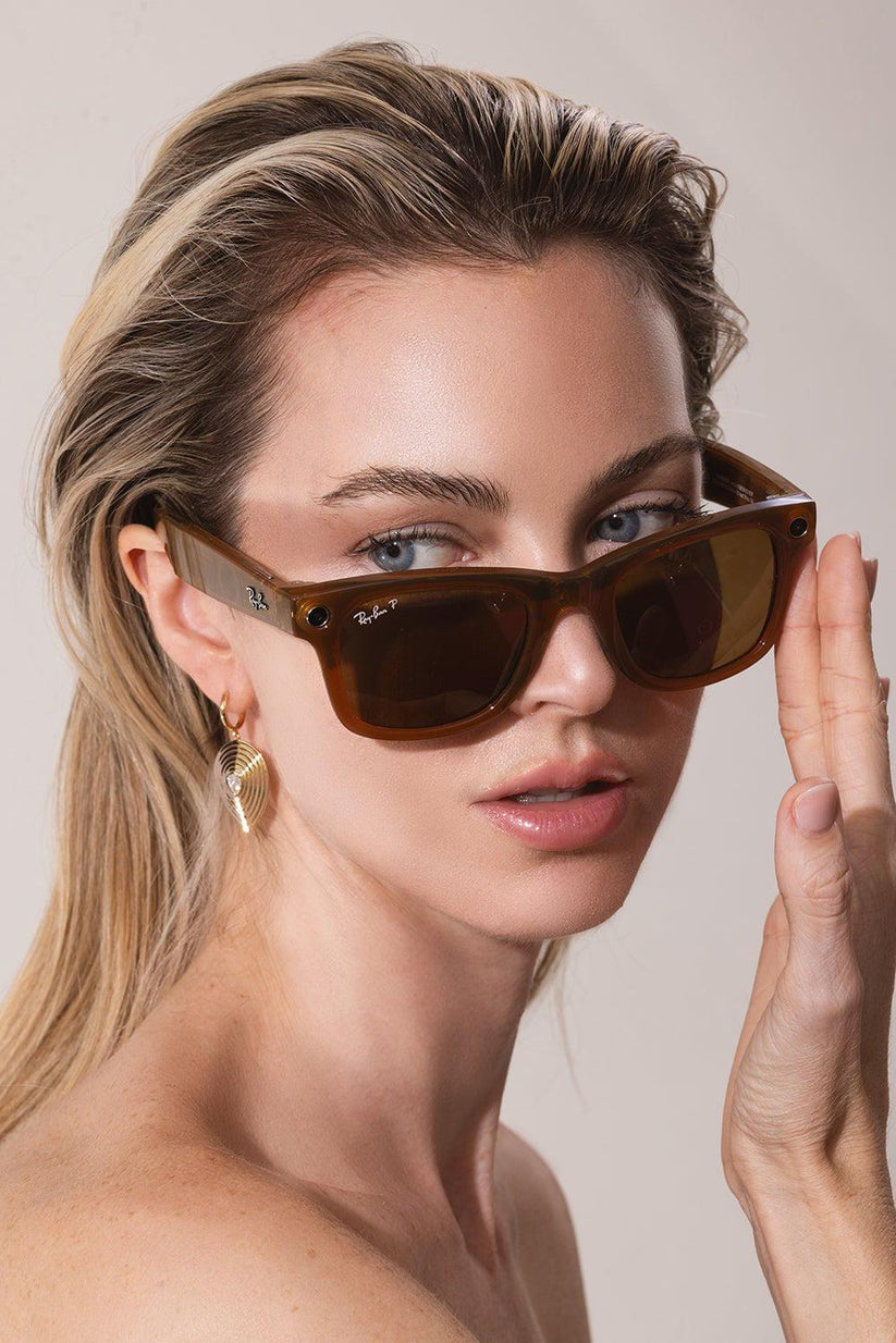 Meta Wayfarer Sunglasses - Caramel Brown | RAY-BAN – Marissa Collections