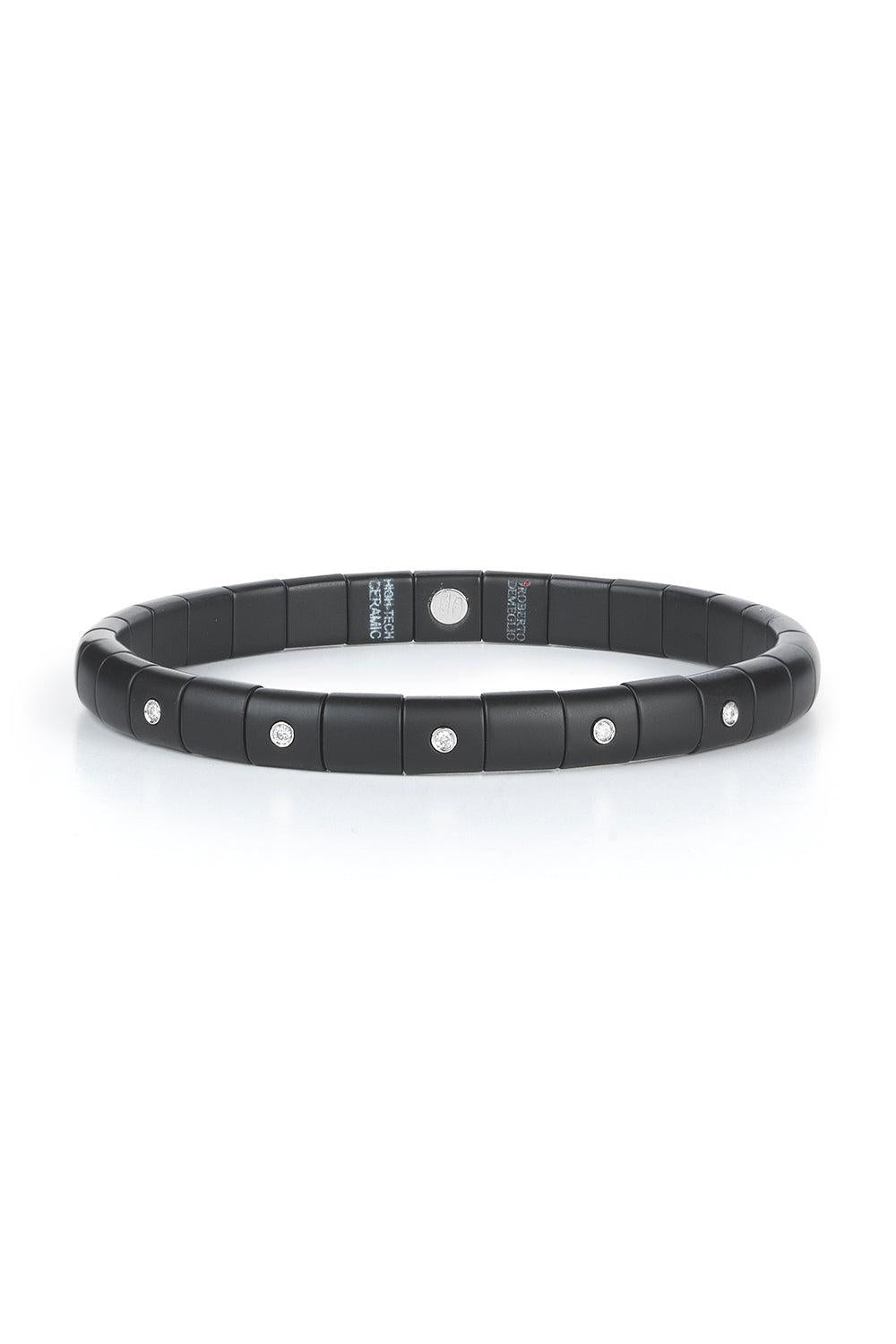 Matte Black Ceramic Five Diamond Bezel Pura Bracelet | ROBERTO – Marissa Collections