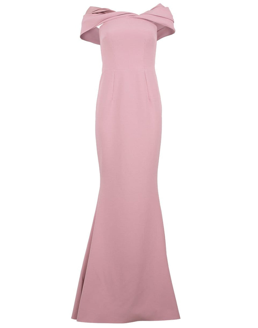 Asymmetrical Shoulder Drape Long Rosa Dress | SAFIYAA – Marissa Collections