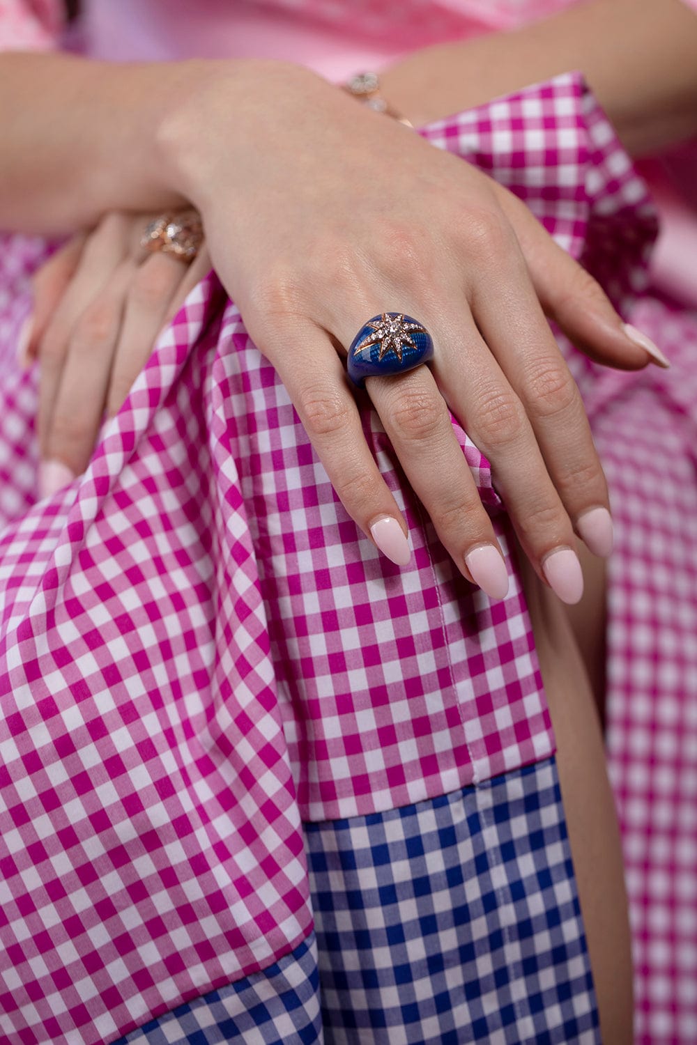 Navy Enamel Diamond Aida Ring | SELIM MOUZANNAR – Marissa Collections