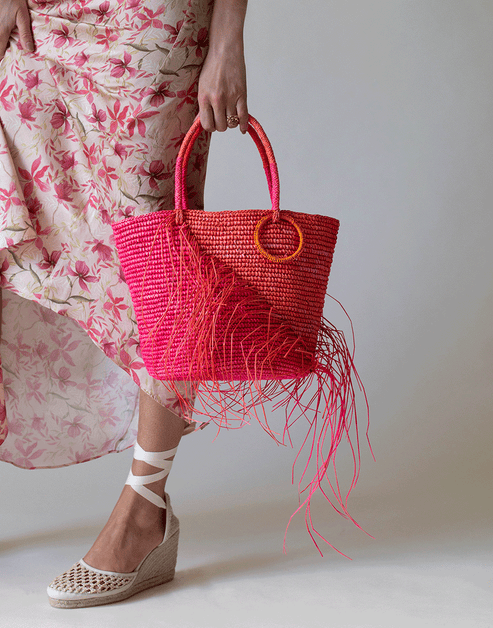 Medium Two-Tone Fringe Tote | SENSI STUDIO – Marissa Collections