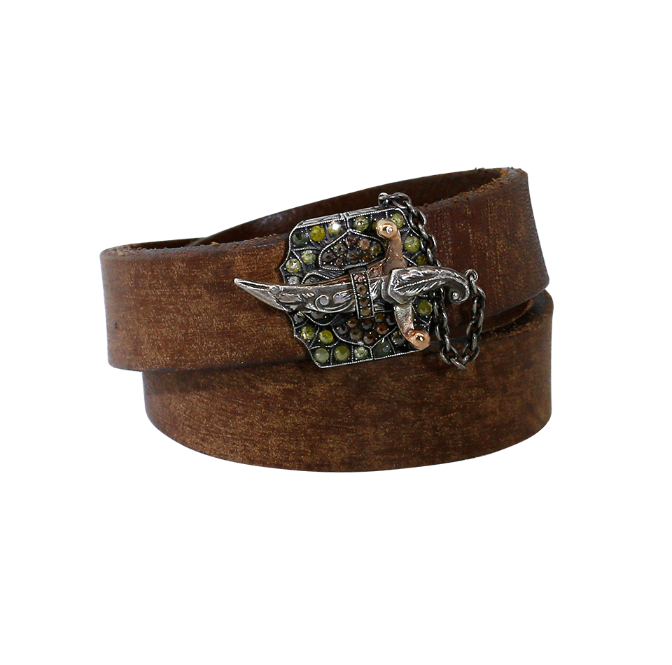 Diamond Sword Clasp Double Wrap Leather Bracelet | SEVAN BICAKCI ...
