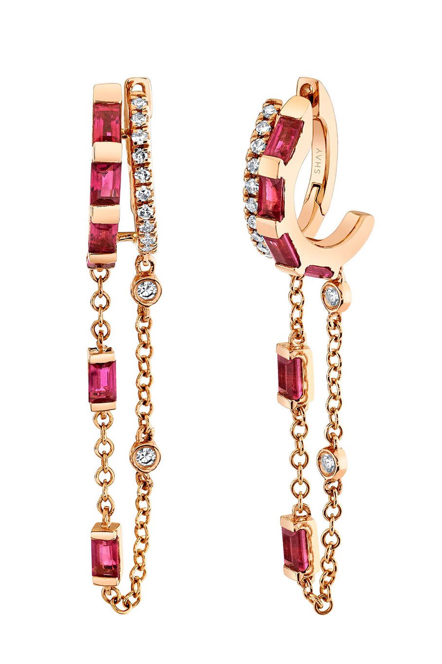 Pink Sapphire Diamond Fringe Huggies | SHAY JEWELRY – Marissa Collections