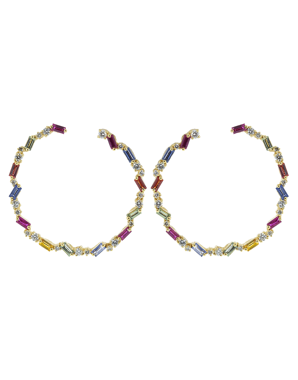 Rainbow Sapphire Sideways Hoops | SUZANNE KALAN – Marissa Collections