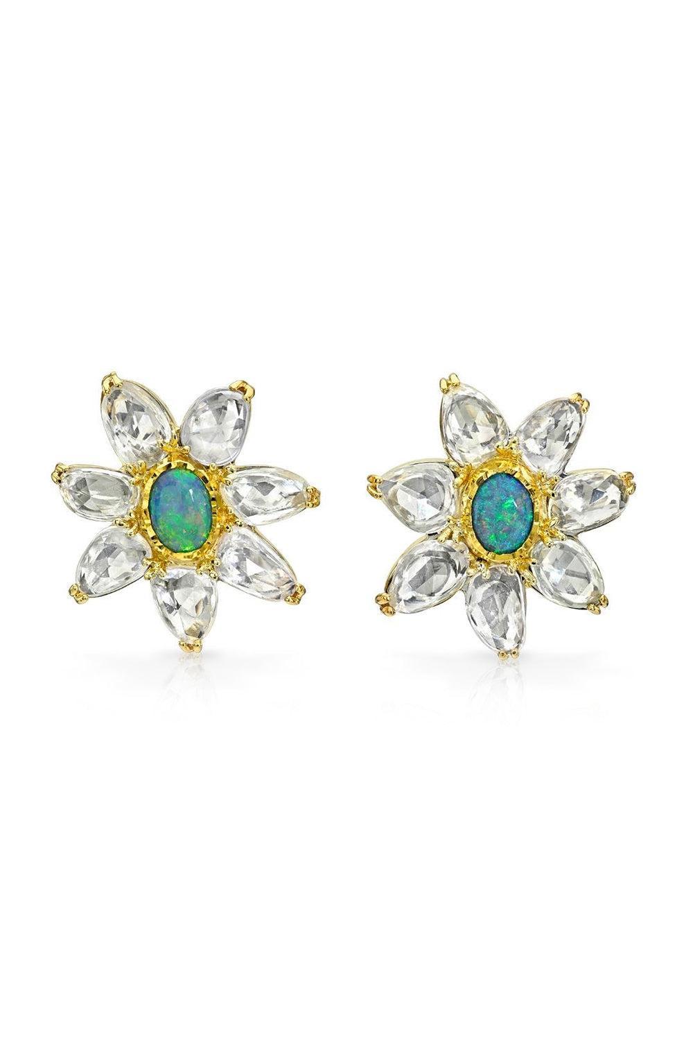 White Sapphire Black Opal Flower Earrings | VICTOR VELYAN – Marissa ...