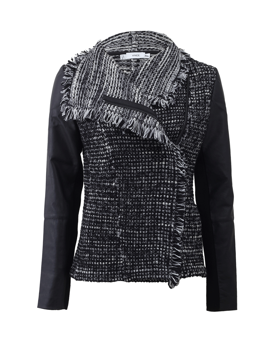 Leather Sleeve Drape Front Jacket | VINCE – Marissa Collections