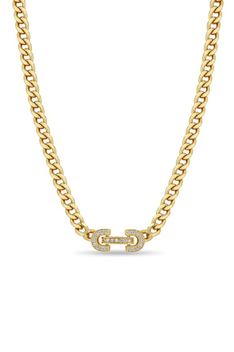 Vintage Pave Diamond Horsebit Link Curb Chain Necklace | ZOE CHICCO ...